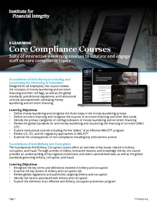 Core Compliance Courses Brochure - Institute for Financial Integrity